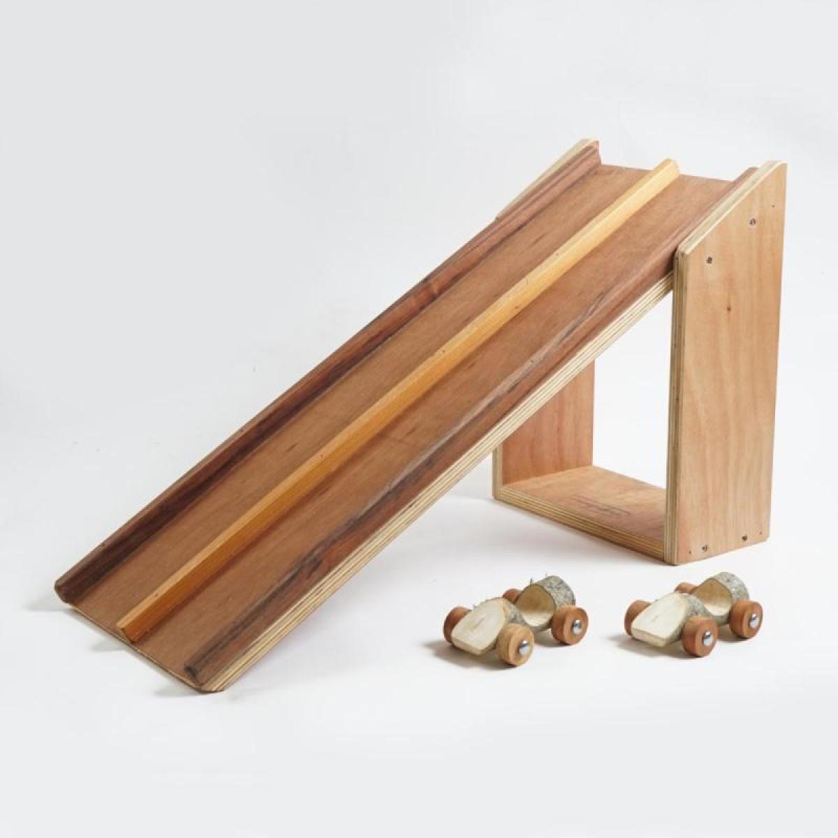 Double Lane Car Ramp Set with 3 cars | $165.00 | Pioneer Wooden Toys